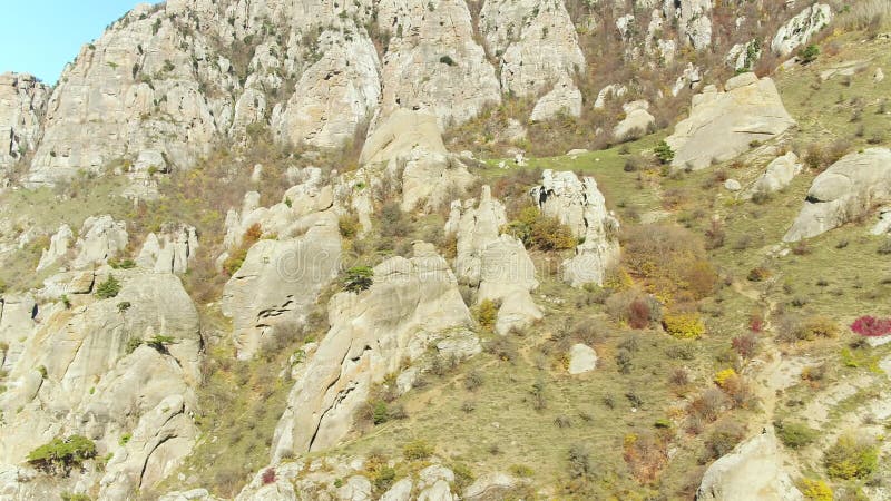 Giant Boulders on a Hill. Shot. Unusual Rock Formations Stock Footage ...