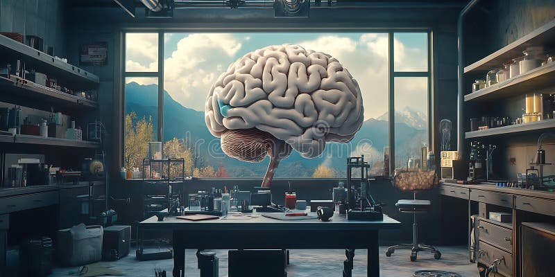 Giant Brain Image Lab Mountain View Background Wallpaper Stock ...