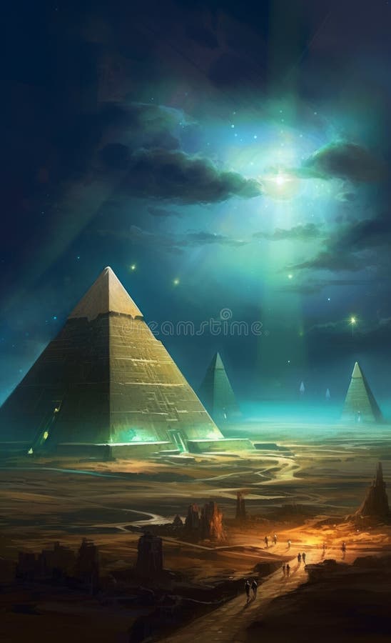 Giant Buildings in the Shape of Pyramids on Other Planet Stock ...