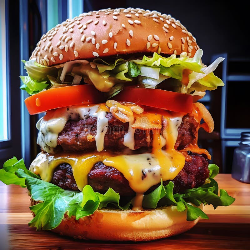 Giant burger. stock illustration. Illustration of meal - 281444214