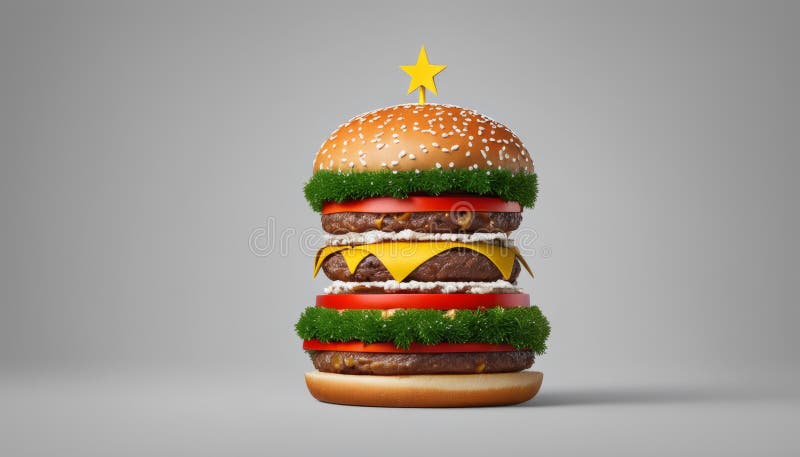 A Giant Burger with a Star on Top, Ready To Be Eaten Stock Photo ...