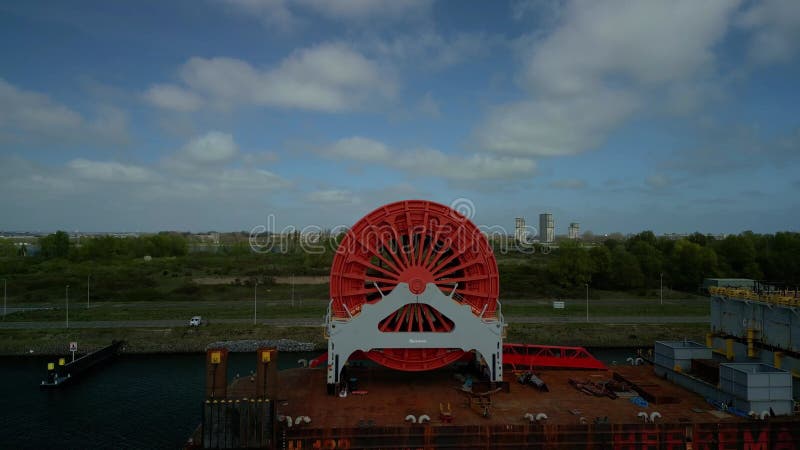 Giant Cable Reel Pipelay Vessel in the Ocean Stock Footage - Video of ...