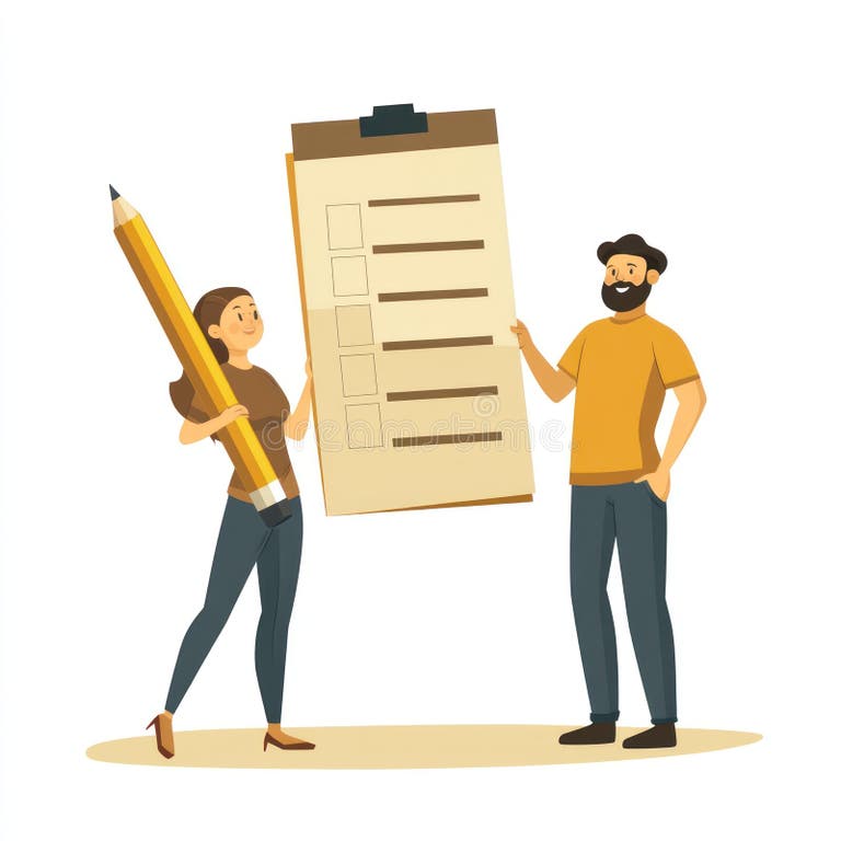Giant Checklist Illustration Teamwork Concept Stock Illustration ...