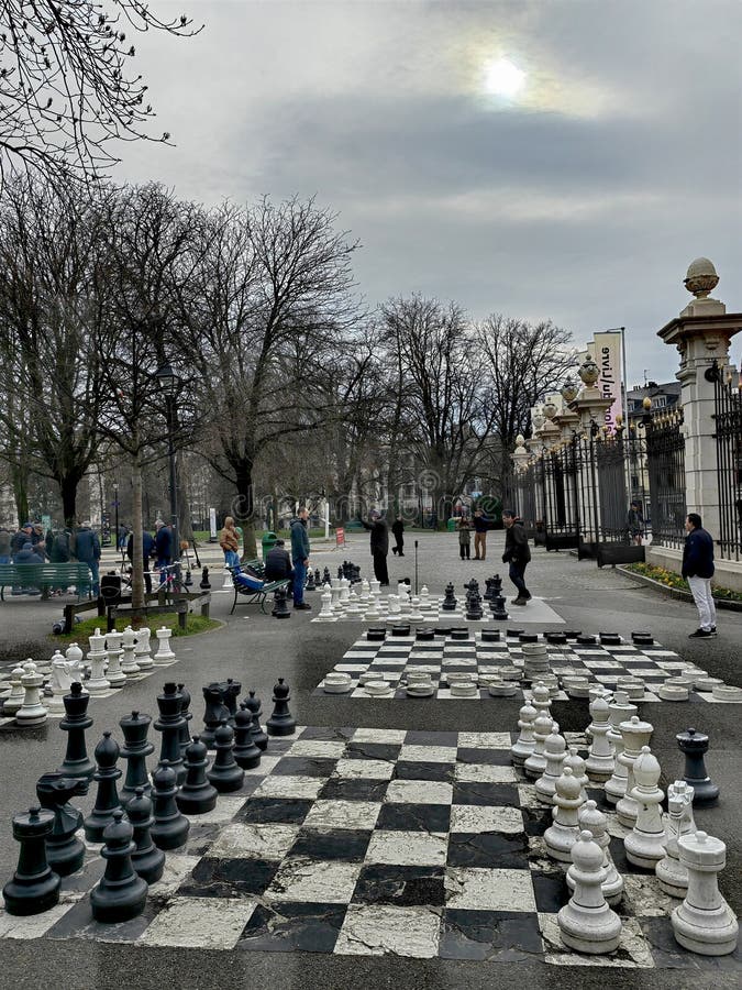 Giant Chess Boards in Parc Des Bastions, Geneva. Editorial Photography ...