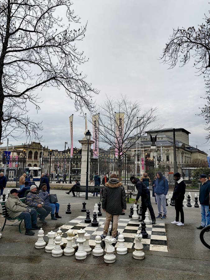Giant Chess Boards, Parc Des Bastions, Geneva. Editorial Photography ...