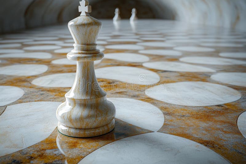 Giant Chess Piece Stands Prominently on a Patterned Marble Floor in an ...