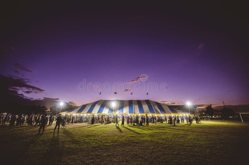 Giant Circus Tent at Sunset Editorial Photo - Image of illuminated ...