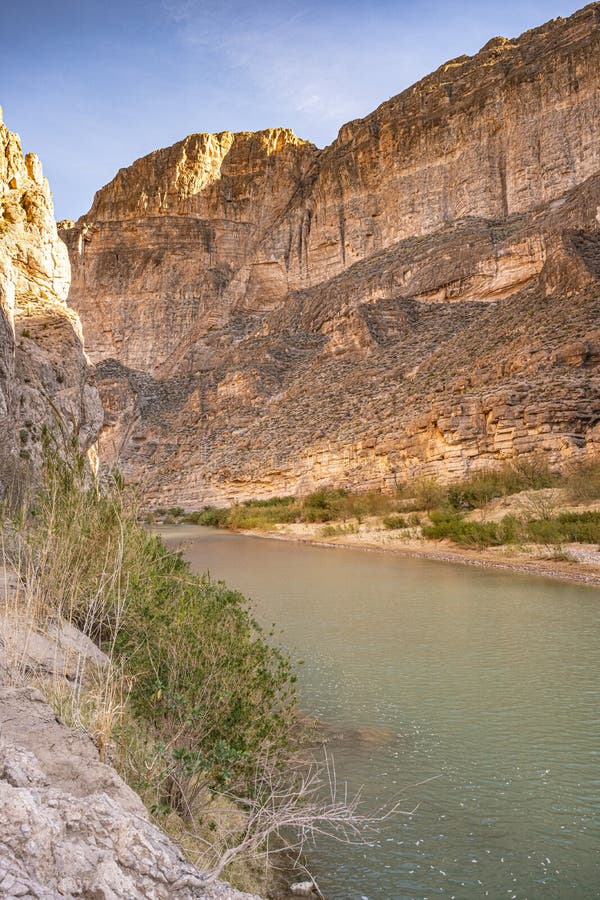 Giant Cliffs of Mexico Stand Behind the Rio Grande in Big Bend Stock ...