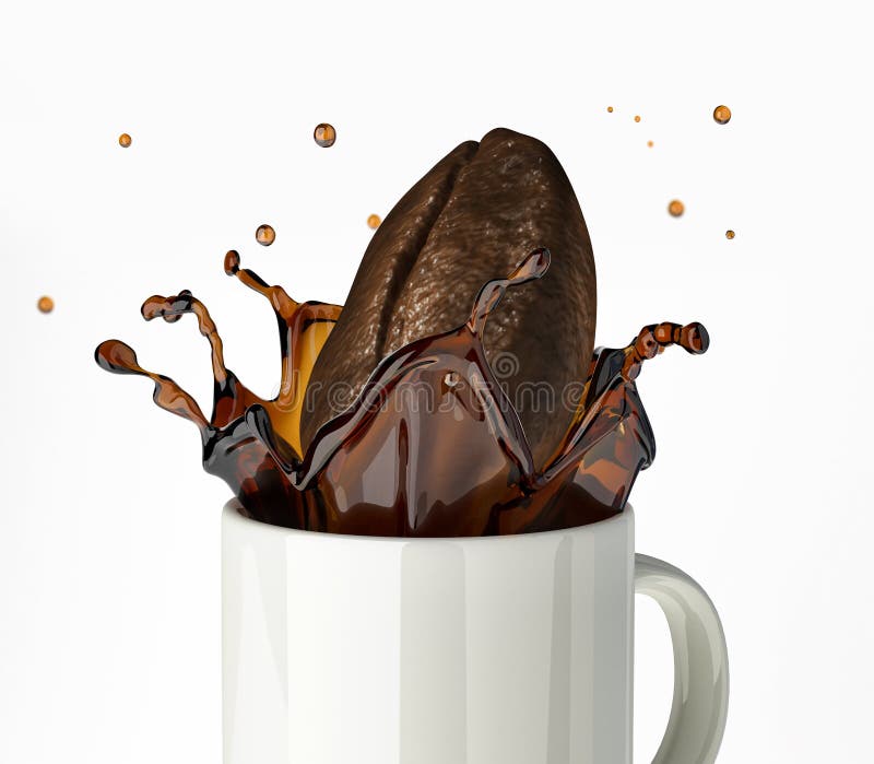 Giant Coffee Bean Splashing in Mug. Close-up View Stock Illustration ... Giant Coffee Bean Splashing in Mug. Close-up View Stock Illustration ...