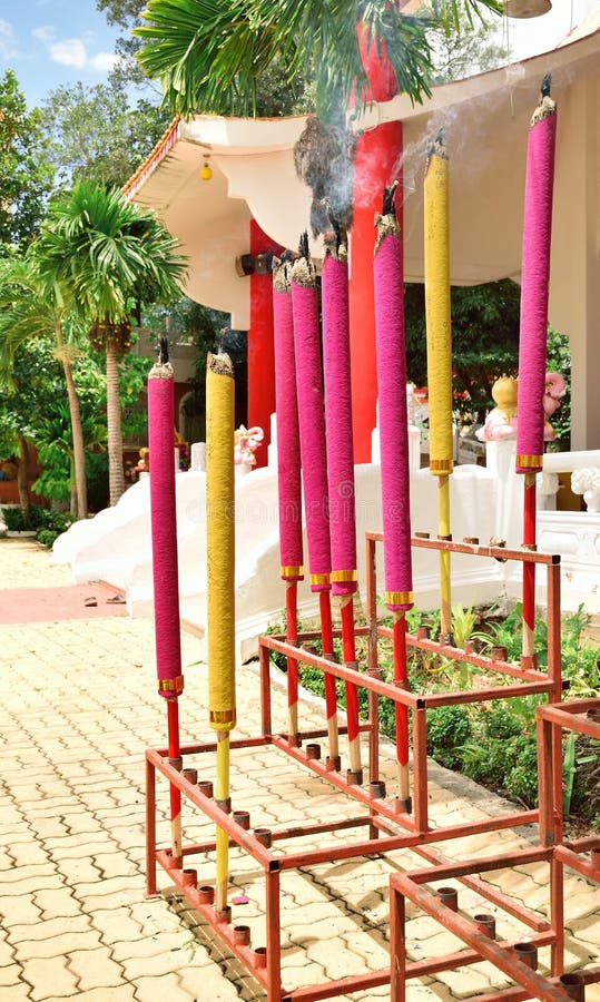 Giant colorful joss sticks stock image. Image of burn - 61104403