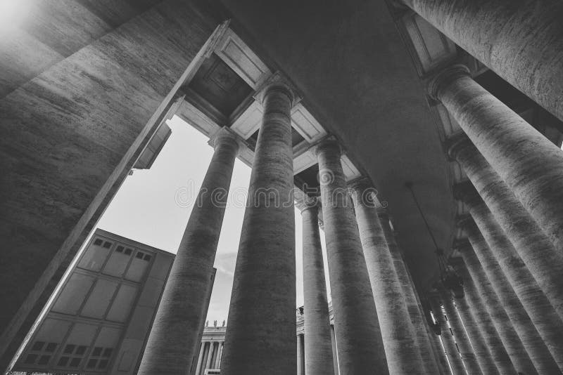 Giant Columns of Vatican Square, Rome Stock Image - Image of ceiling ...
