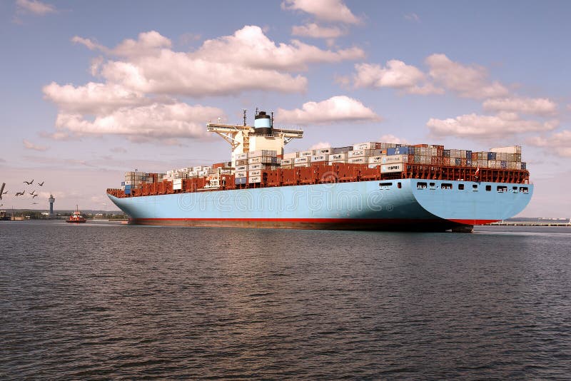 Among Giant Container Ships Stock Image - Image of modern, commerce ...