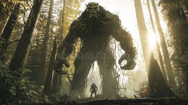 Giant Creature, Forest, Human, Sunlight, Fantasy Stock Image - Image of ...
