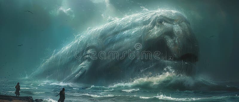 Giant Creatures Beneath the Ocean Stock Illustration - Illustration of ...