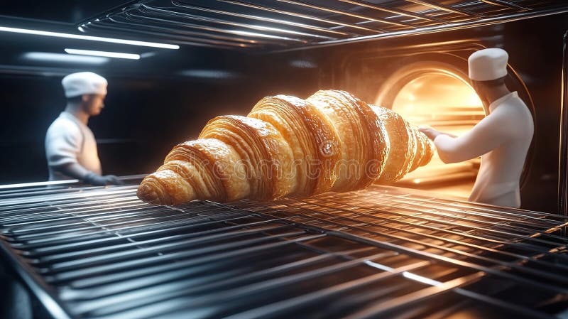 Giant Croissant Baking, Oven, Bakery, Chefs, Food Stock Photo - Image ...