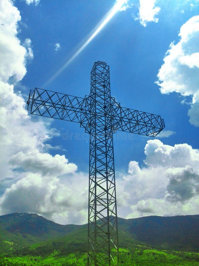 Giant Cross at Mount Filerimos on Rhodes Island, Greece, Europe Stock ...