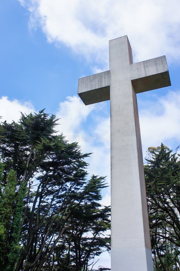 Giant Cross on the Mountain Stock Photo - Image of francisco, christ ...