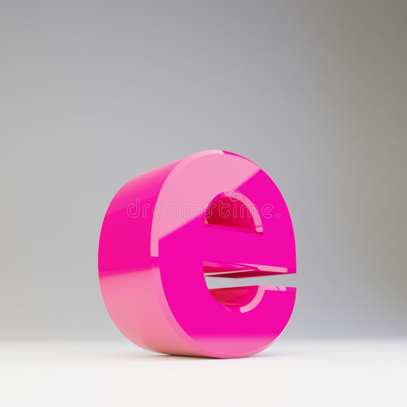 Giant 3D Letter E Lowercase. Rendered Glossy Pink Font Isolated on ...
