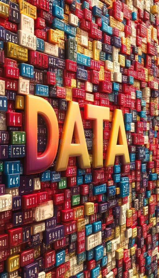 Giant, 3D Letters Forming the Word Data on Top of Colorful and Textured ...
