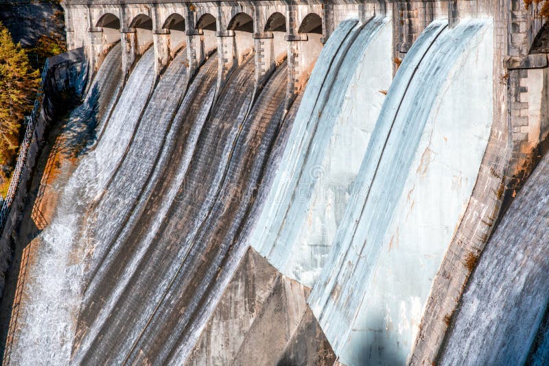 Giant Dam Structure with Flowing Water Stock Image - Image of ...