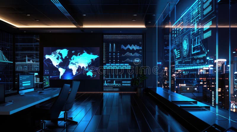 Giant Data Analytics Dashboard Powered by AI, Illuminating Sleek ...