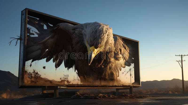 Giant Eagle Breaking through Billboard Stock Illustration ...