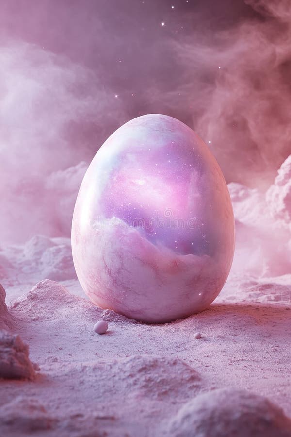 A Giant Easter Egg Emits a Soft Glow, Hovering in the Vastness of Space ...
