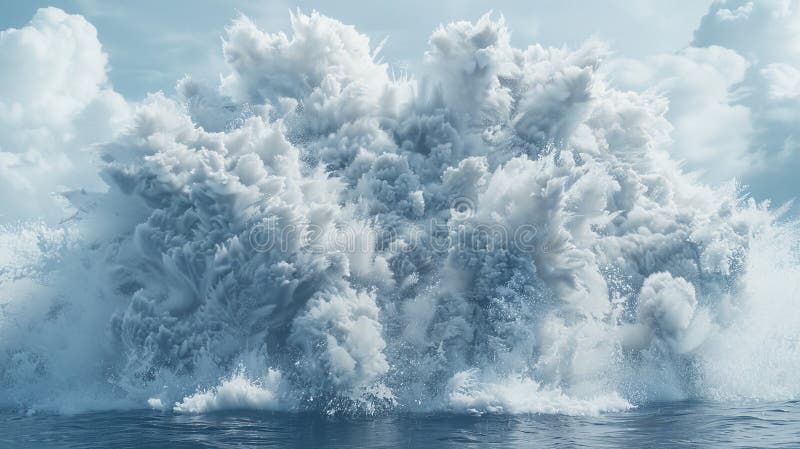 Giant Explosion of White Powder on Water Surface, Abstract Background ...