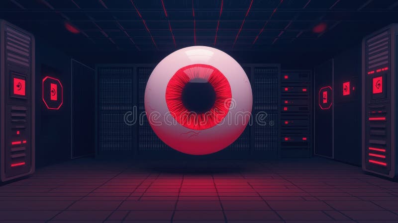 Giant Eye 3D Render Data Center Surveillance Digital Security Privacy ...