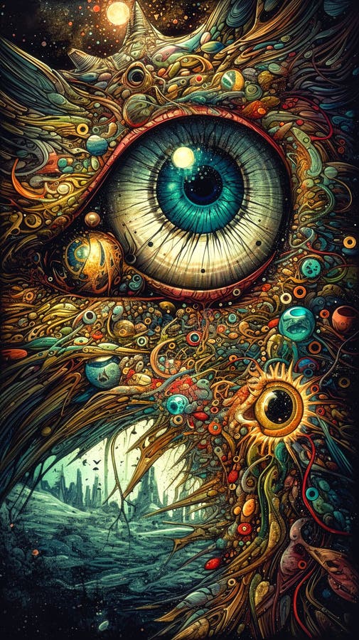 Giant Eye, Multicolored Abstract Design, Surreal Galactic Entity ...