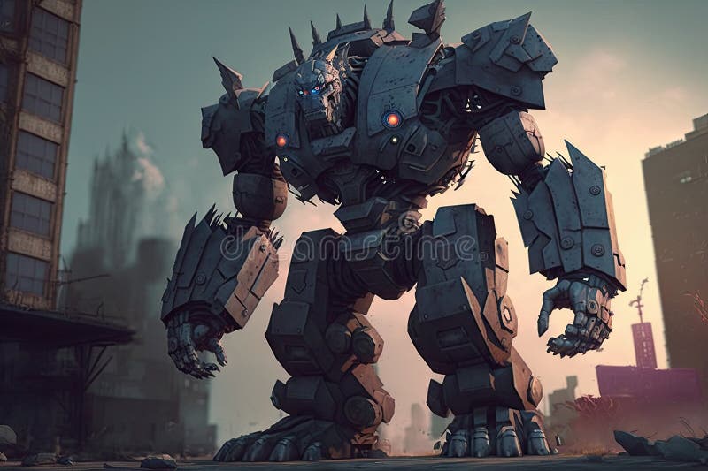 Giant fantasy robot stock illustration. Illustration of scifi - 275926076