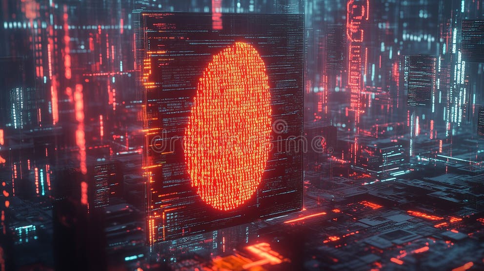 Giant Fingerprint Hovering Above a Computer Screen. Fingerprint ...