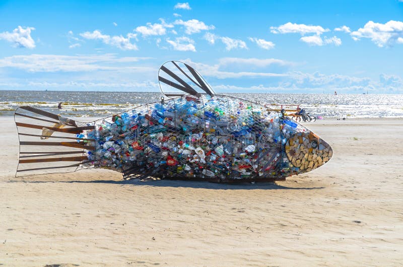 Giant Fish Shaped Waste Container at a Beach Stock Image - Image of ...