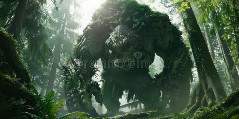 Giant in the Forest. Created by Generative Artificial Intelligence Stock Image - Image of giant ...