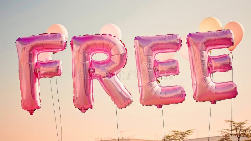 Giant FREE Balloon Letters Against Sunset Sky Stock Image - Image of ...