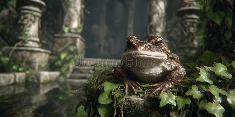 Giant Frog in Ruins Fantasy Art Stock Illustration - Illustration of ...