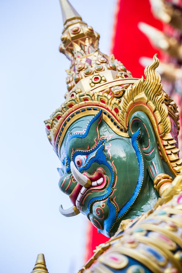 Giant in Front of Thai Temple Stock Image - Image of adorned, guardian ...
