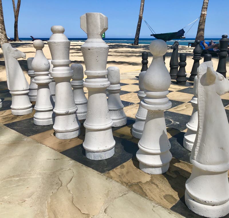 Giant Chess Board On Cruise Ship Deck, Moorea Mountains And Lush Green ...