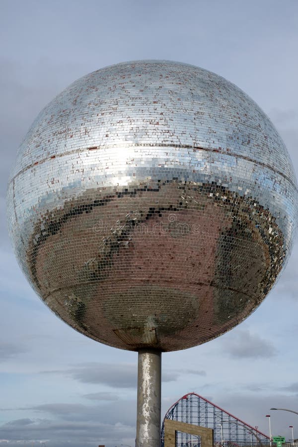 A Giant Glitter Ball on Blackpool Promenade with Blue Sky and ...