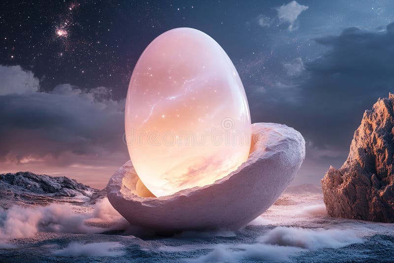 A Giant Glowing Easter Egg Floats in the Cosmos, Illuminated by Soft ...