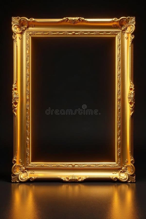 Giant Golden Frame Extends Infinitely, Seamless Texture , Huge, Regal ...
