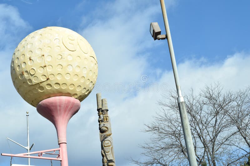 Giant Golf Ball Shaped Sign on Street Post Editorial Stock Photo ...