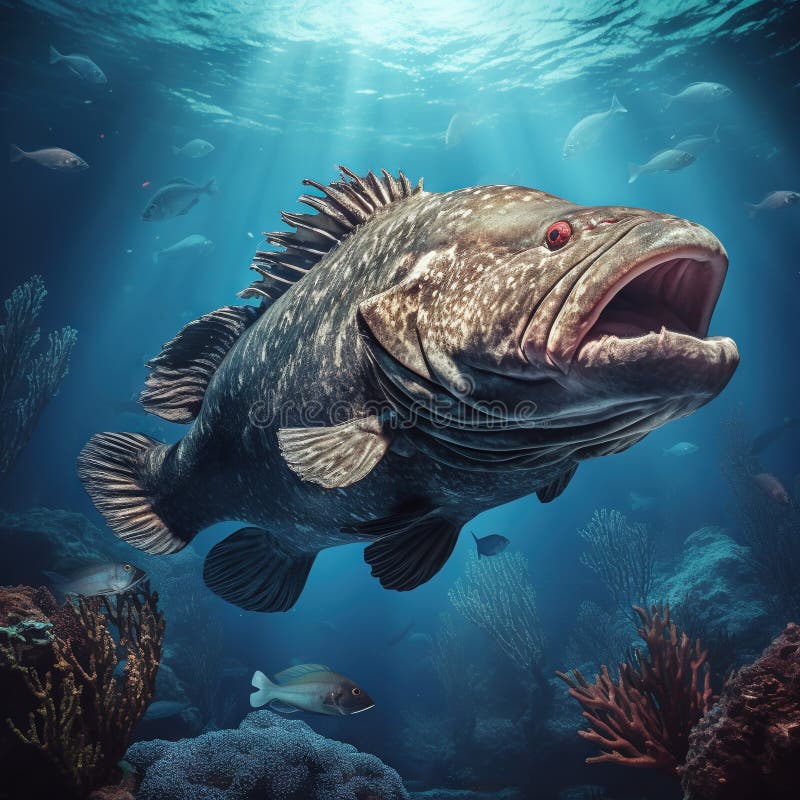 Ai Generated Illustration Wildlife Concept of Giant Grouper Stock ...