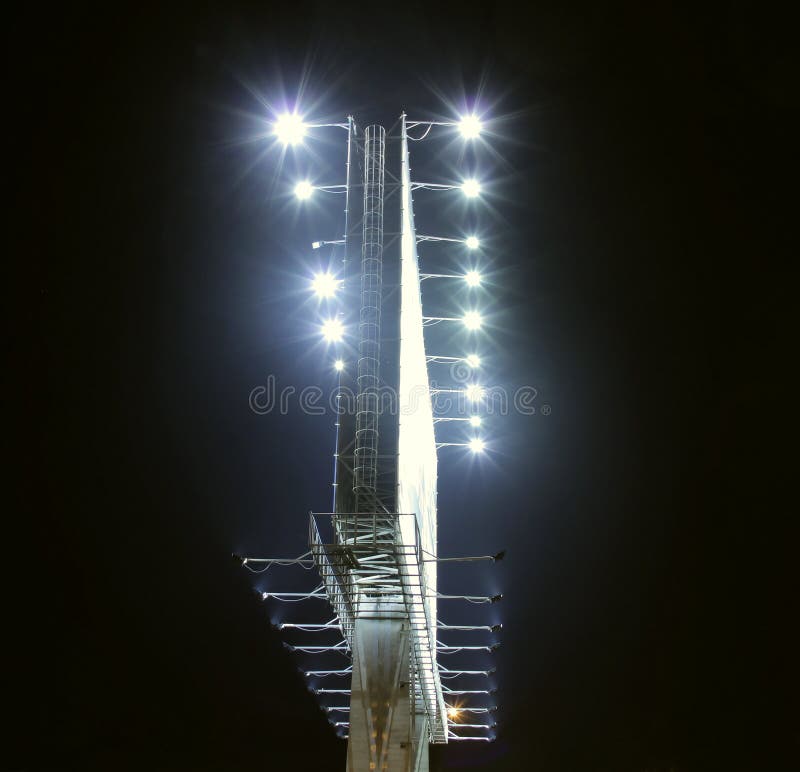 Giant Illuminated Billboard at Night Stock Image - Image of night ...