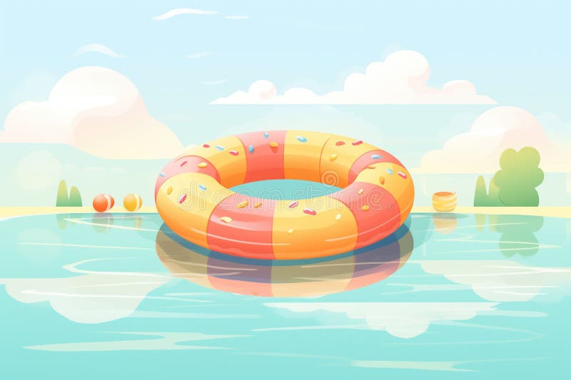 Giant Inflatable Pool Ring Floating on Calm Water Stock Photo - Image ...