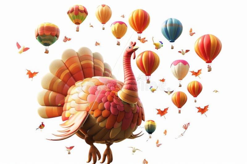 Giant Inflatable Turkey Soars in Thanksgiving Parade Stock Illustration ...