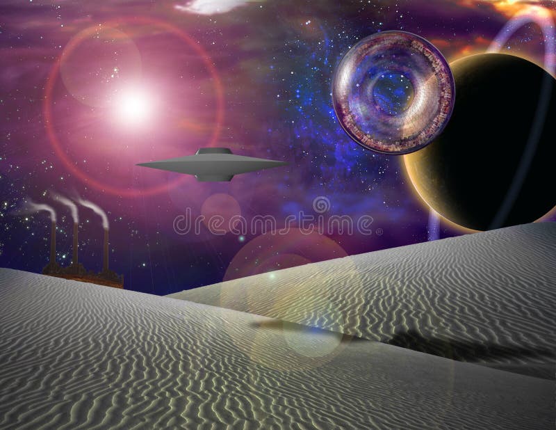 Giant Interstellar Vehicle Contains City Stock Illustration ...