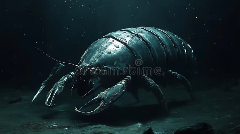 Giant Isopod Creature Crawling on the Ocean Floor in Deep Underwater ...