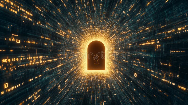 Giant Keyhole in the Center of a Vast Matrix. Keyhole in Data Security ...