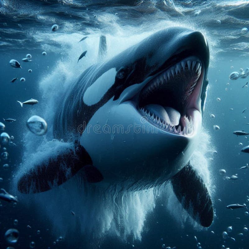 The Giant Killer Whale in the Sea is Rampaging Stock Photo - Image of ...
